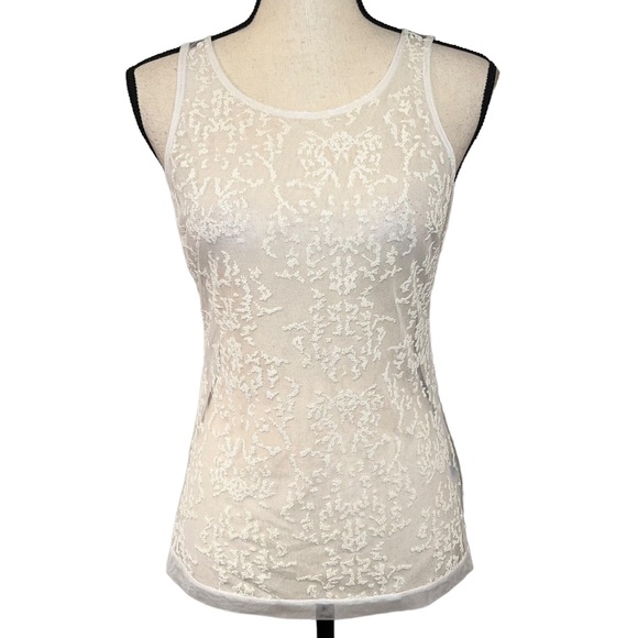 The Limited | Tops | Nwt The Limited Sheer Beaded White Tank Top | Poshmark